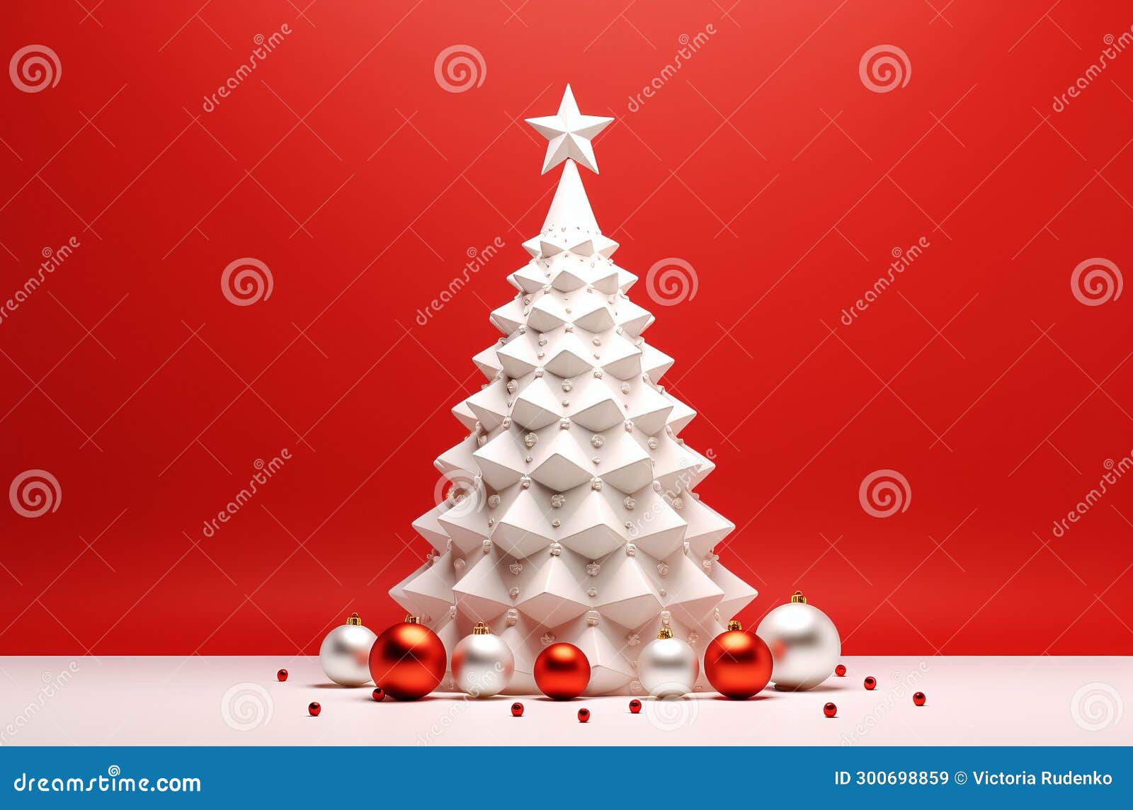 Abstract White Christmas Tree on Red Background Stock Illustration ...
