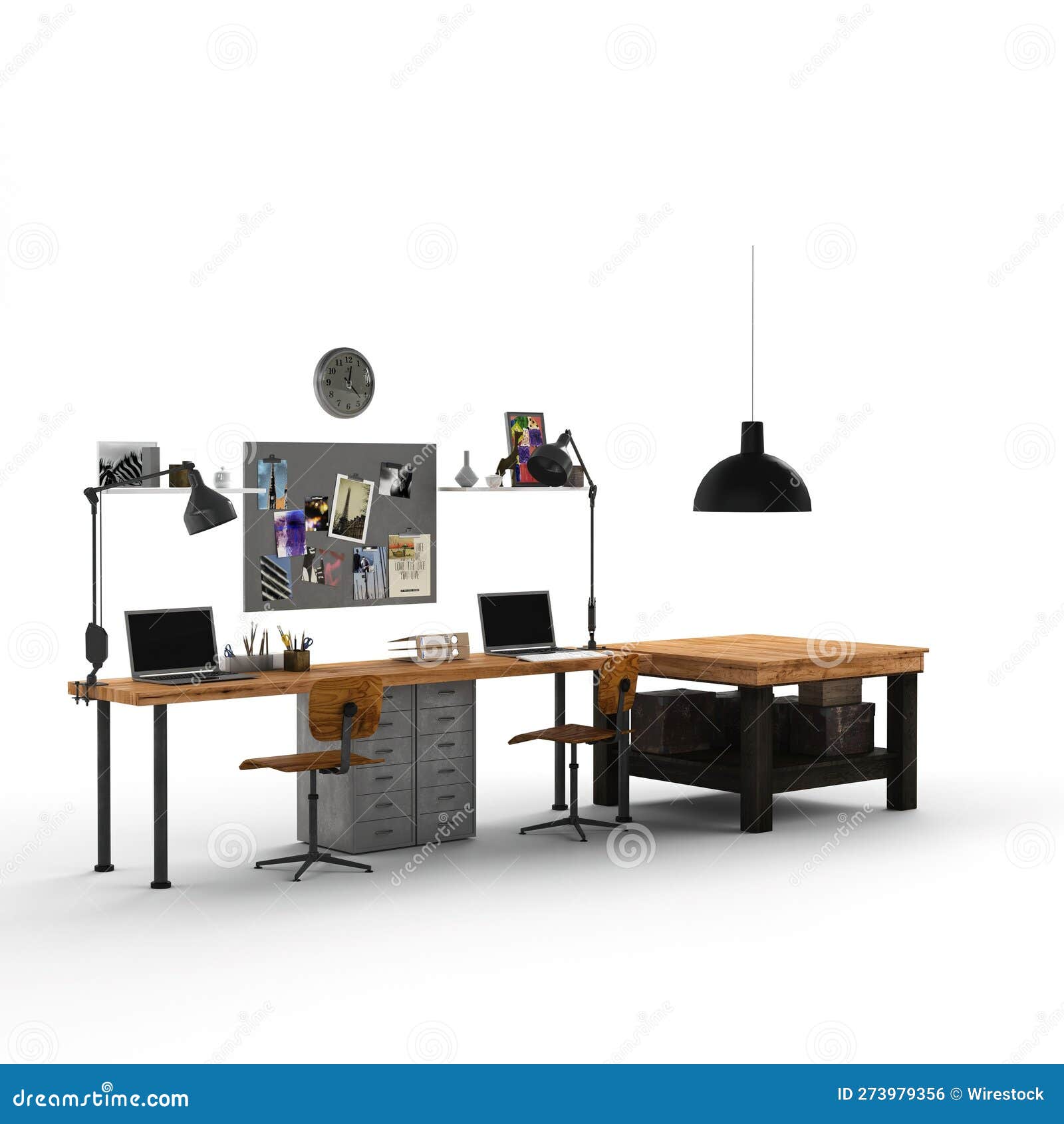 3d Rendering of a Modern Work Environment Stock Illustration ...