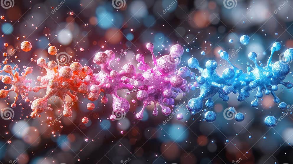 3D Rendering of a Molecular Structure with a Glowing Blue and Pink Atom ...