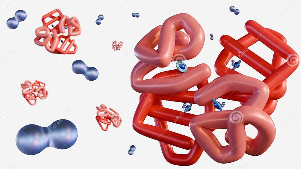 Molecular Structure of Hemoglobin Attaching Oxygen Molecules Stock ...