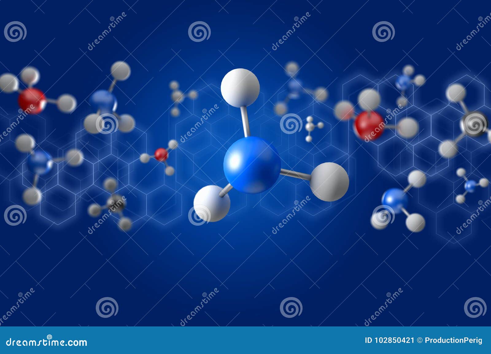 3d Rendering Molecule on a Color Background Stock Illustration ...
