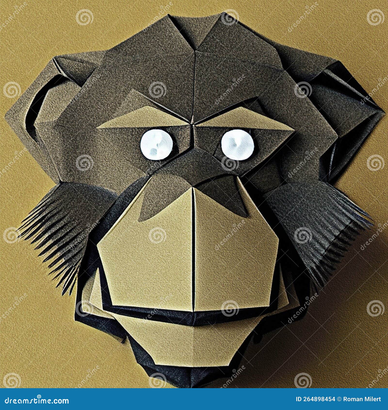 3D Monkey Head in Paper Origami Style Stock Illustration - Illustration ...