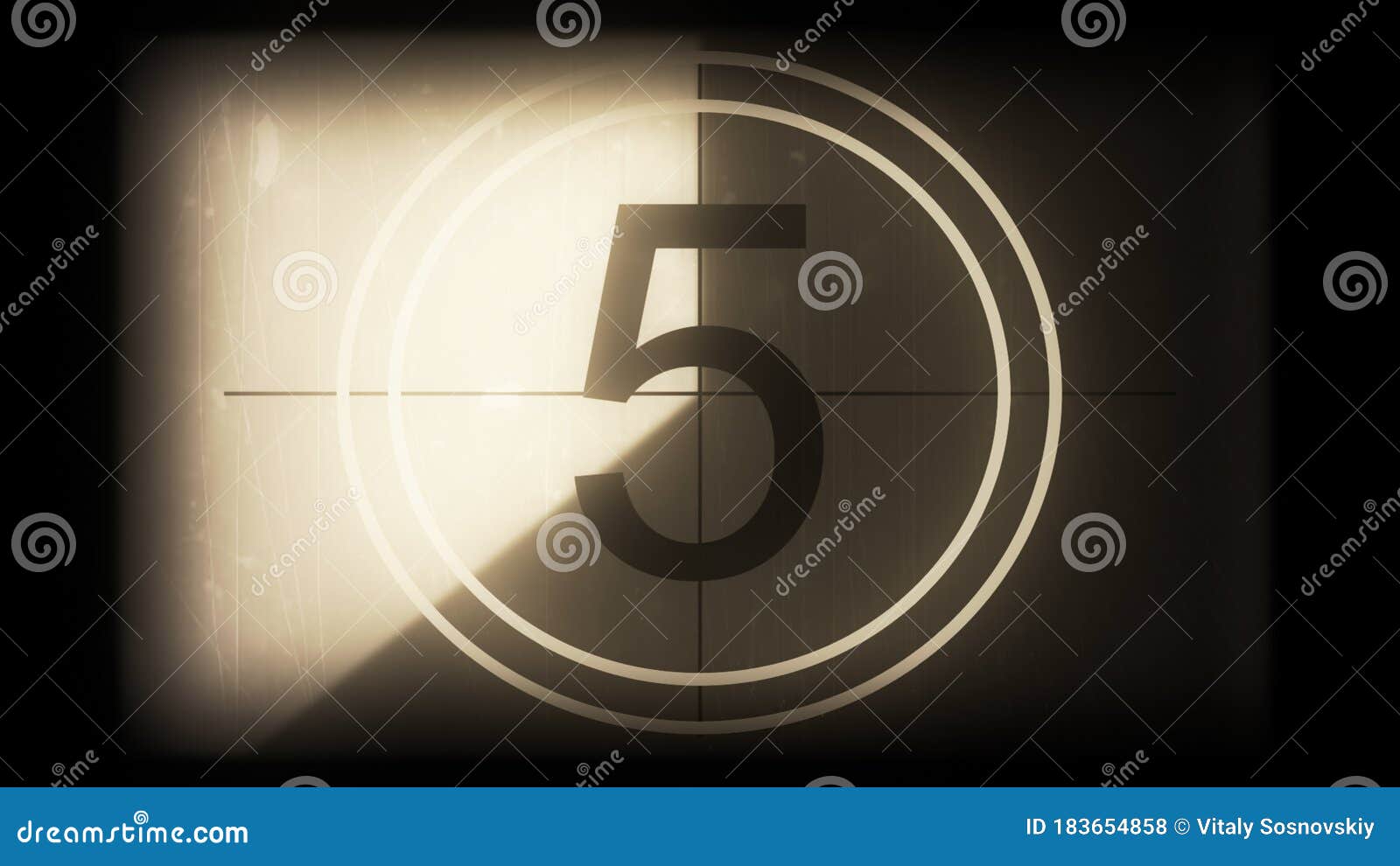 3D Rendering of a Monochrome Old and Grained Universal Countdown Leader ...