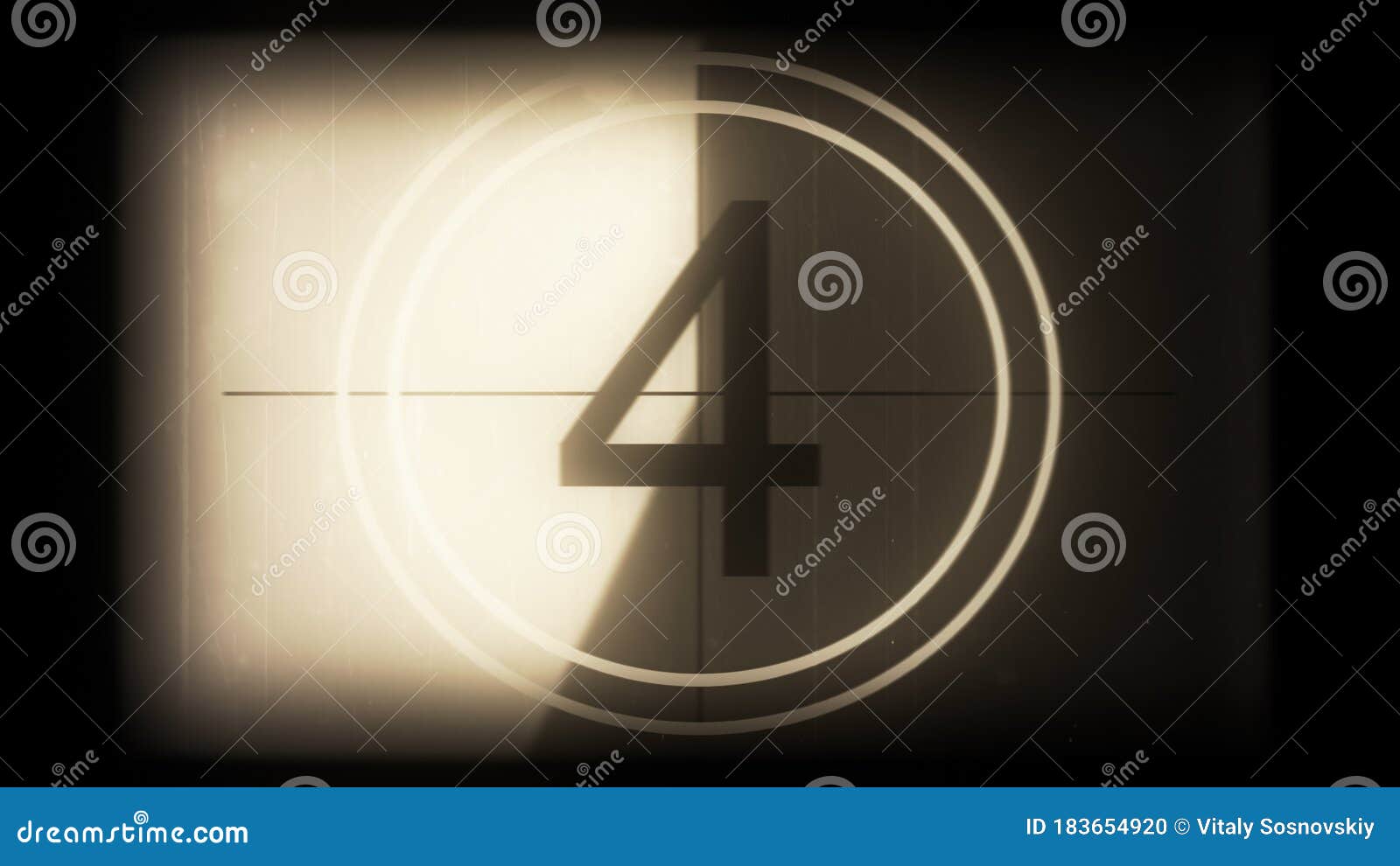 3D Rendering of a Monochrome Old and Grained Universal Countdown Leader ...