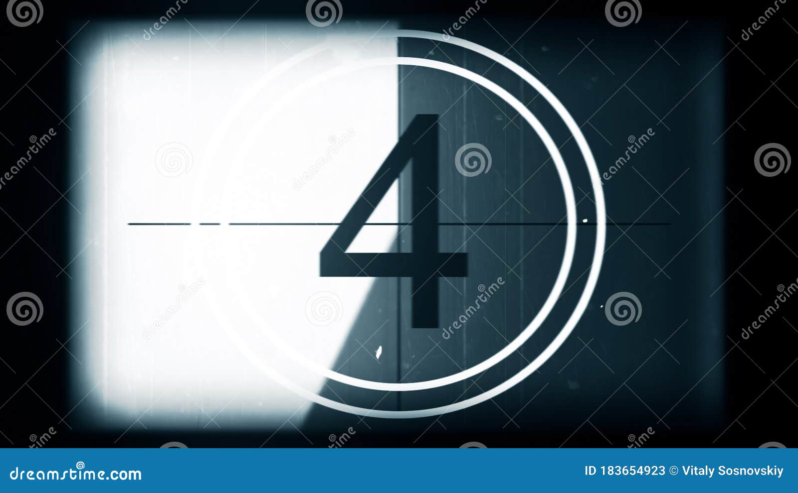 3D Rendering of a Monochrome Old and Grained Universal Countdown Leader ...