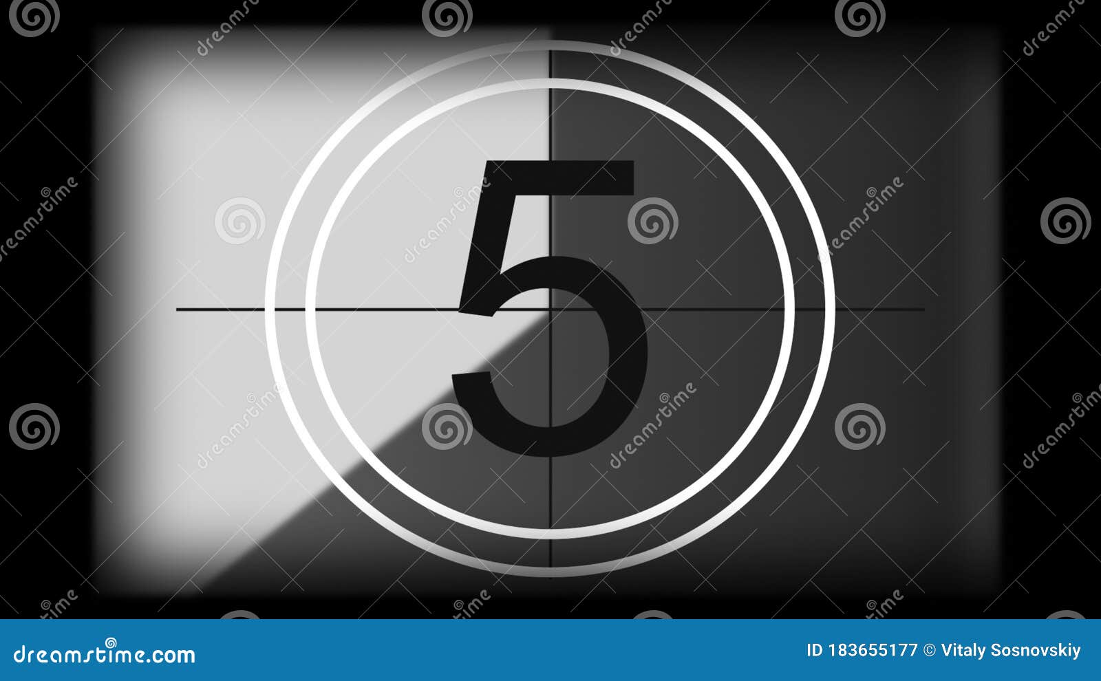 3D Rendering of a Monochrome Universal Countdown Film Leader. Countdown ...