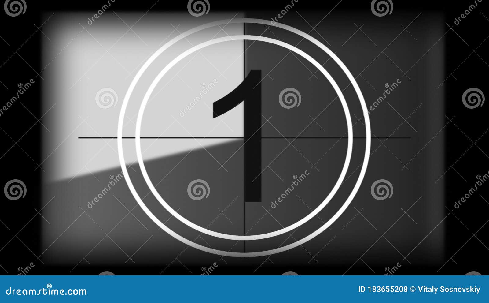 3D Rendering of a Monochrome Universal Countdown Film Leader. Countdown ...