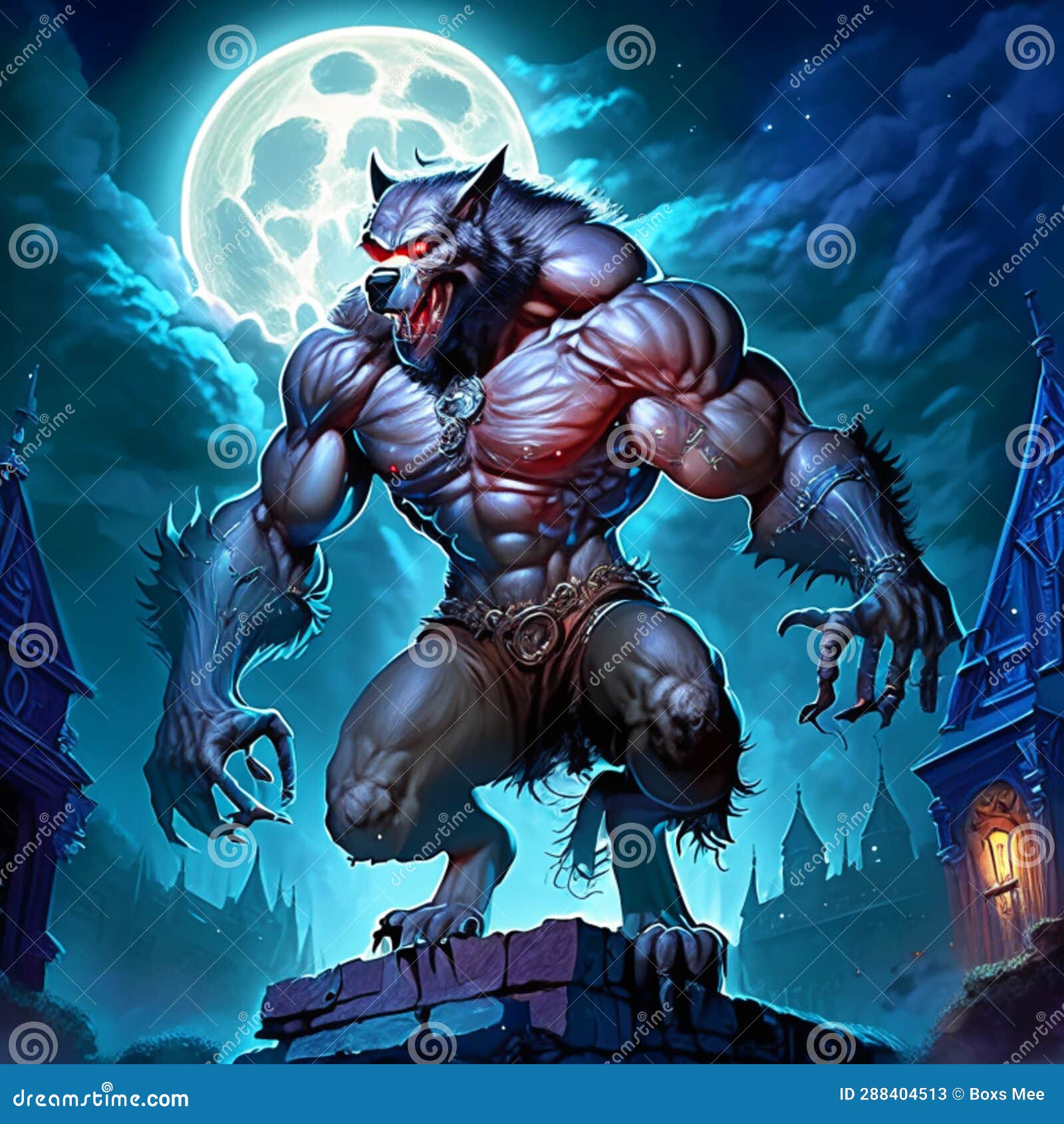 3D Rendering of a Monster in Front of a Full Moon. AI Generated Stock ...