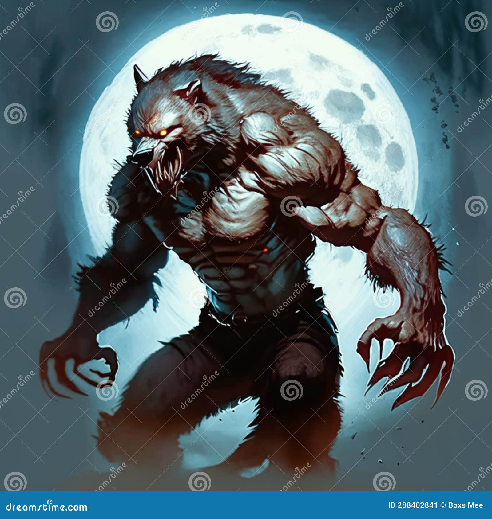 3d Rendering of a Monster with a Full Moon in the Background Generative ...