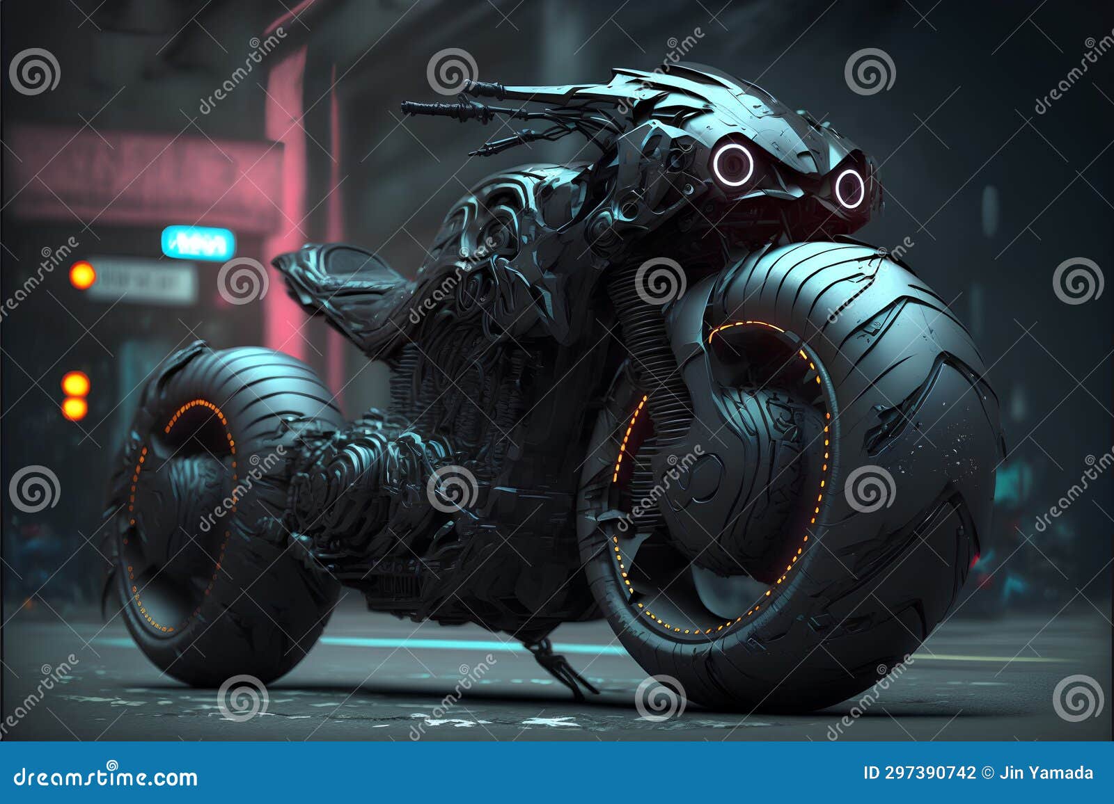 3d Rendering of a Monster Motorcycle in a Dark Urban Environment. Stock ...