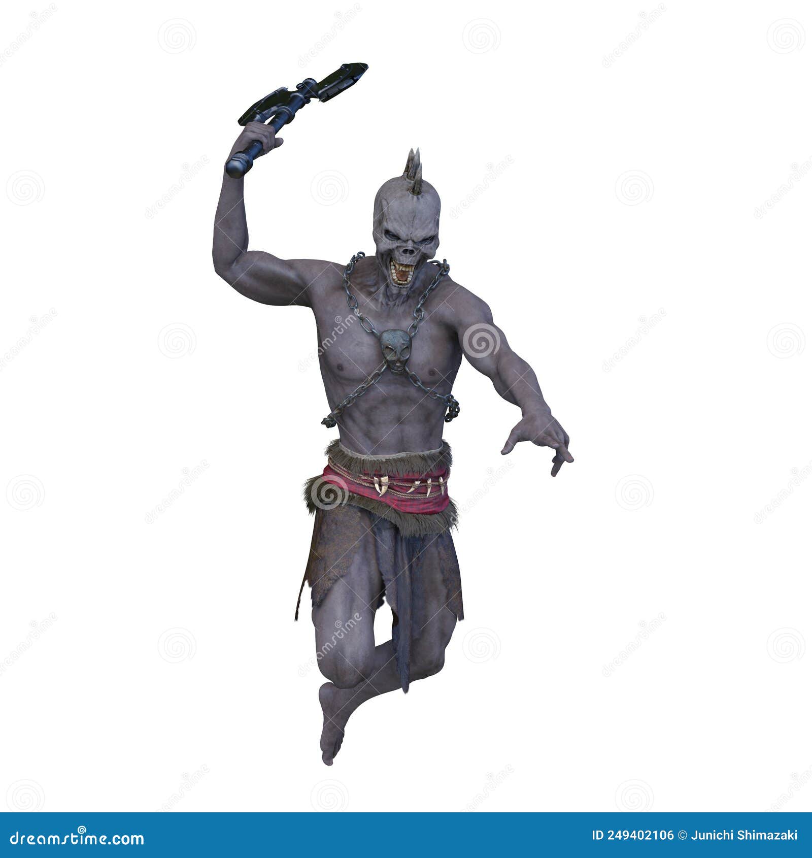 3D Rendering of a Monsters with Axes Stock Illustration - Illustration ...