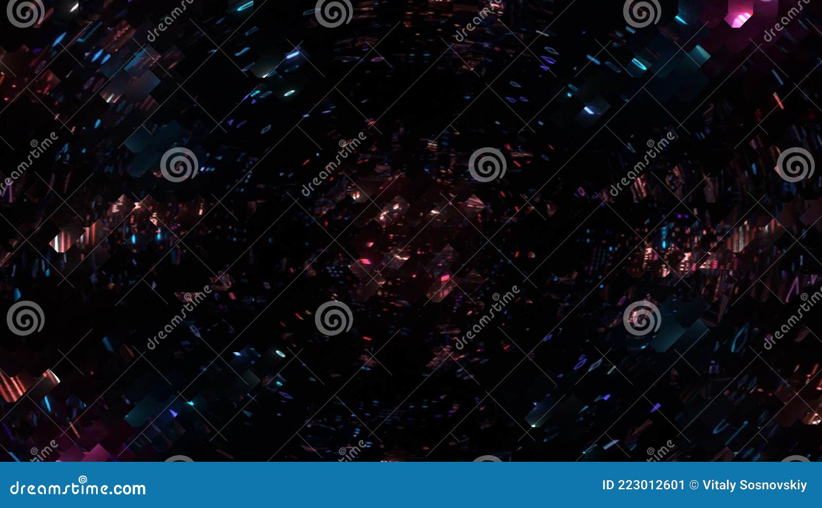 3D Rendering of a Mosaic of Complex Geometric Shapes. Color Palette of ...