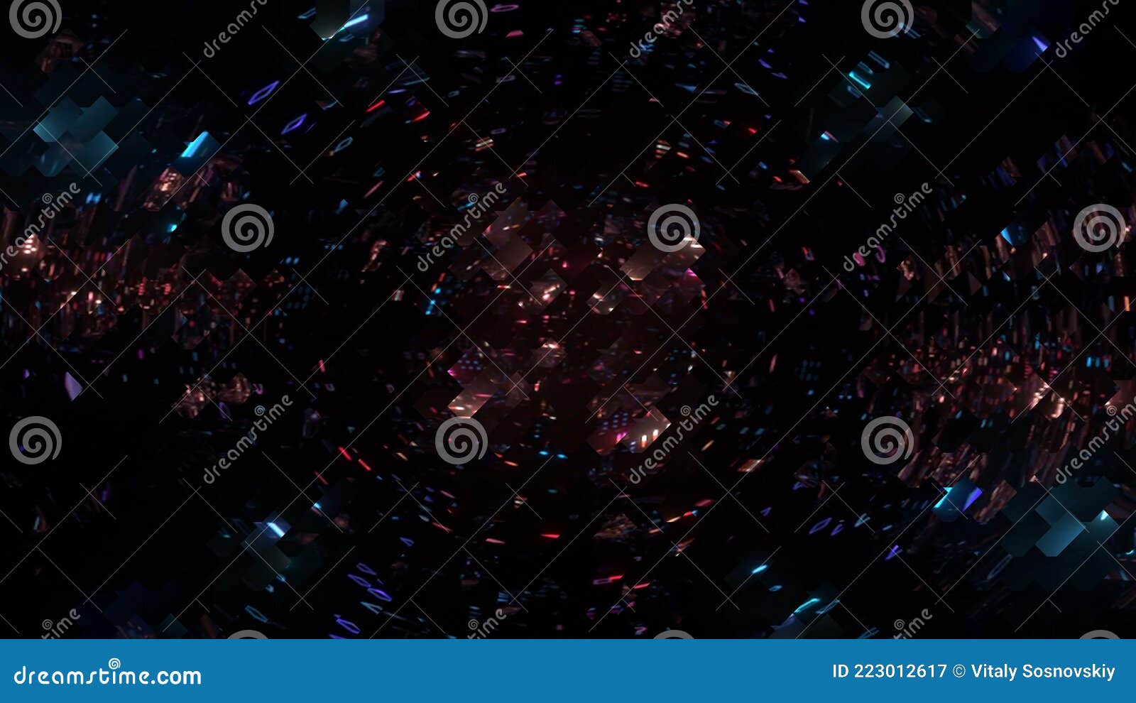 3D Rendering Of A Mosaic Of Complex Geometric Shapes. Color Palette Of ...