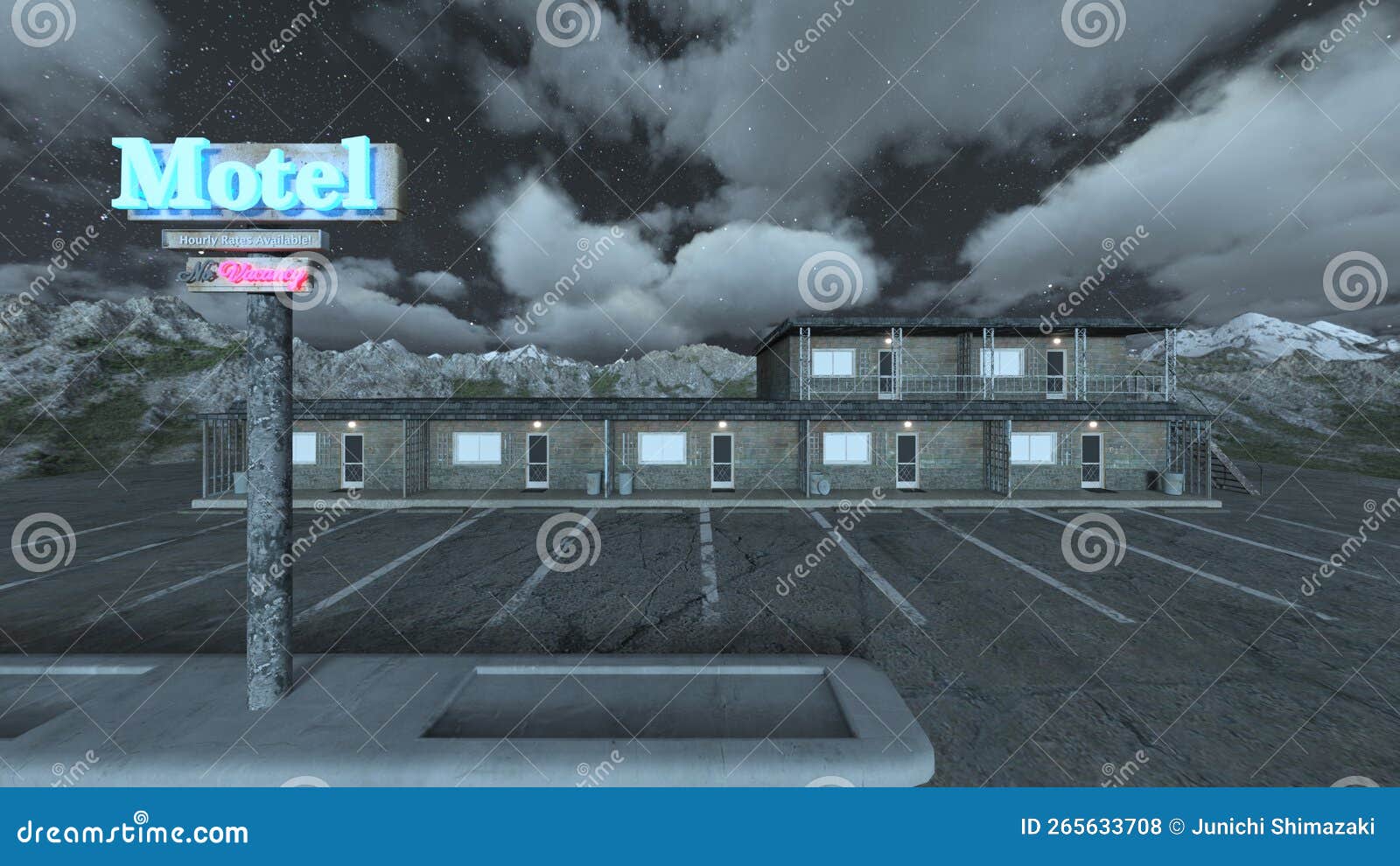 3D rendering of the motel stock illustration. Illustration of ...