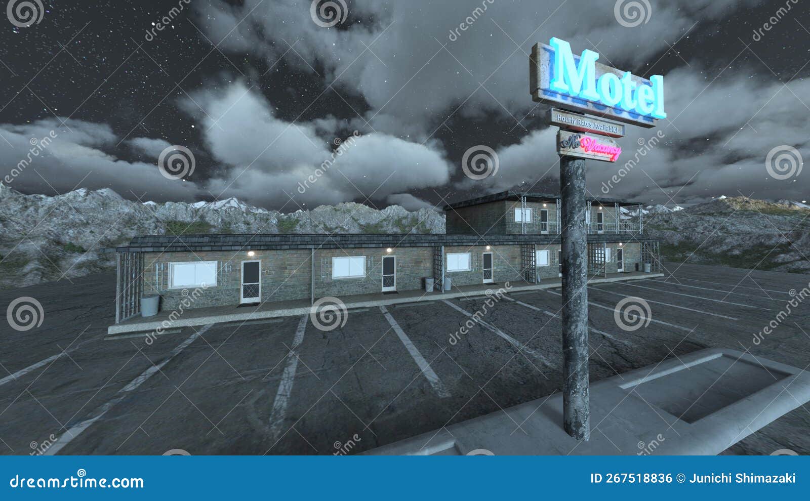 3D rendering of the motel stock illustration. Illustration of exterior ...