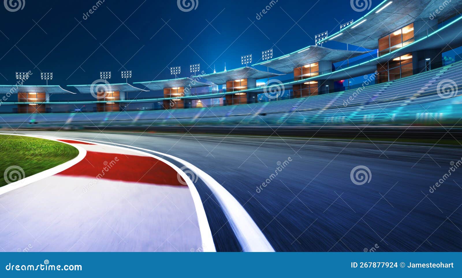 3d Rendering of Motion Blurred Night Scene Race Track Stock ...