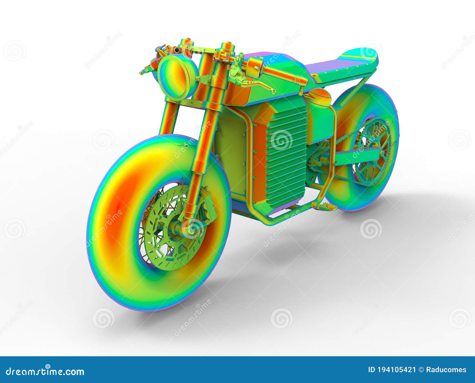 3D Rendering - Motorcycle Structural Analysis Stock Illustration ...
