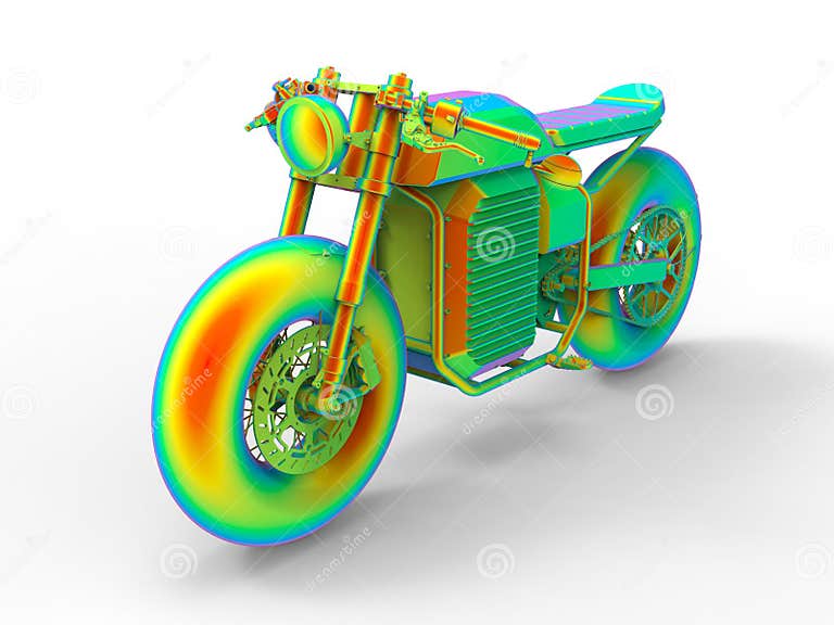 3D Rendering - Motorcycle Structural Analysis Stock Illustration ...