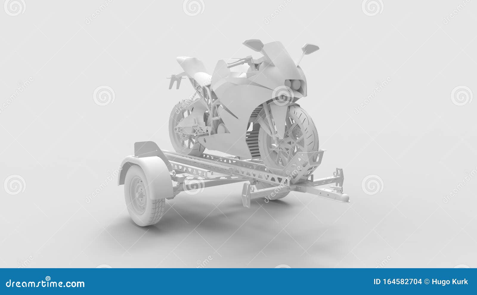 3d Rendering of a Motorcycle on a Trailer Isolated in Studio Background ...