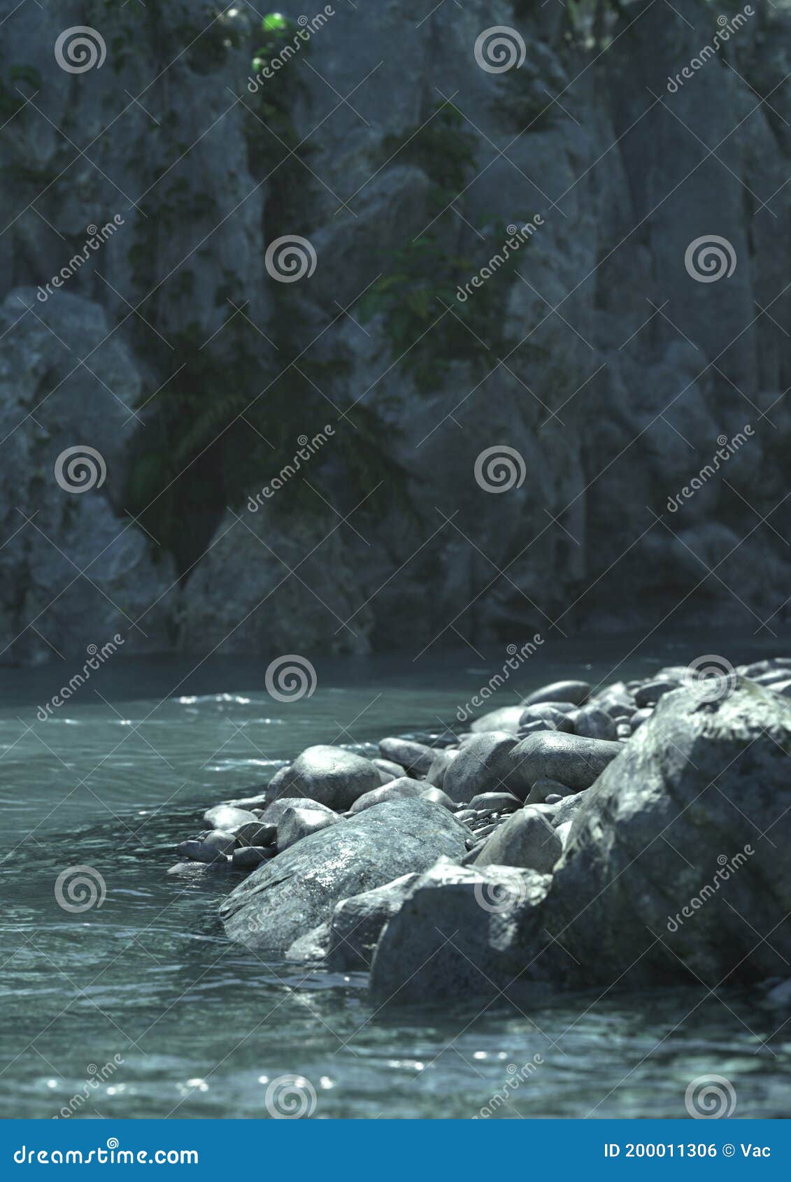 3D Rendering Mountain River View Stock Illustration - Illustration of ...