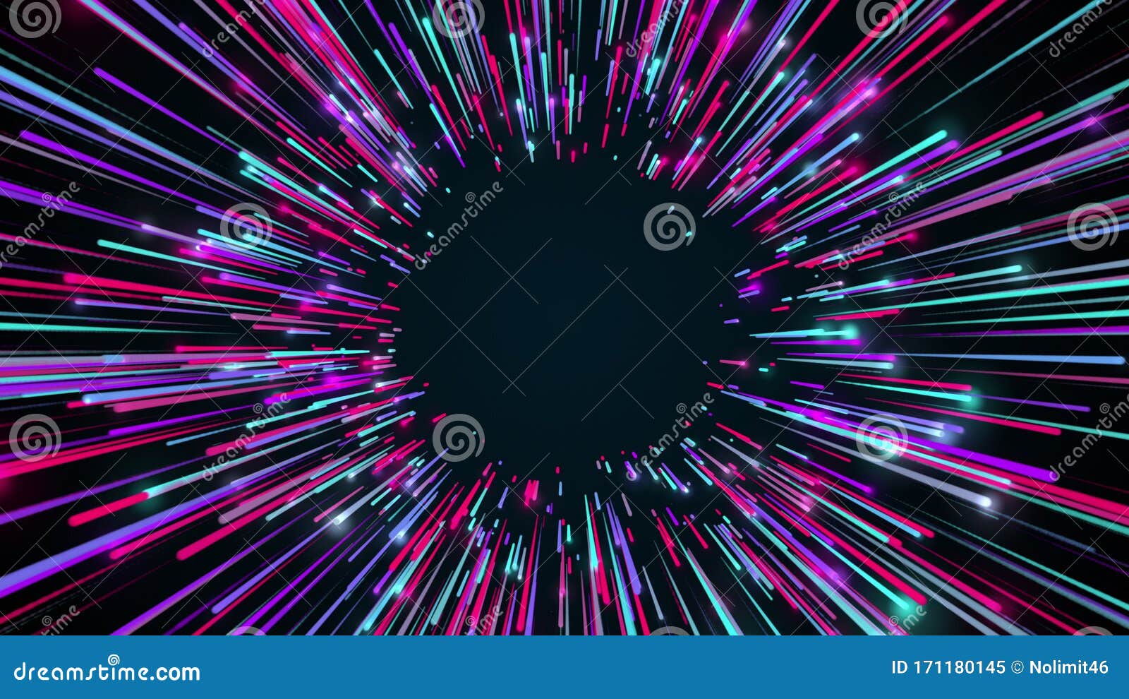 3d Rendering Movement through Long Corridor from Beams. Speed of Light ...