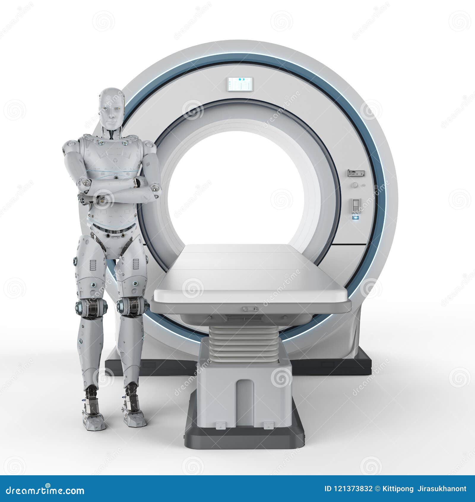 Robot with mri scan stock illustration. Illustration of automaton ...