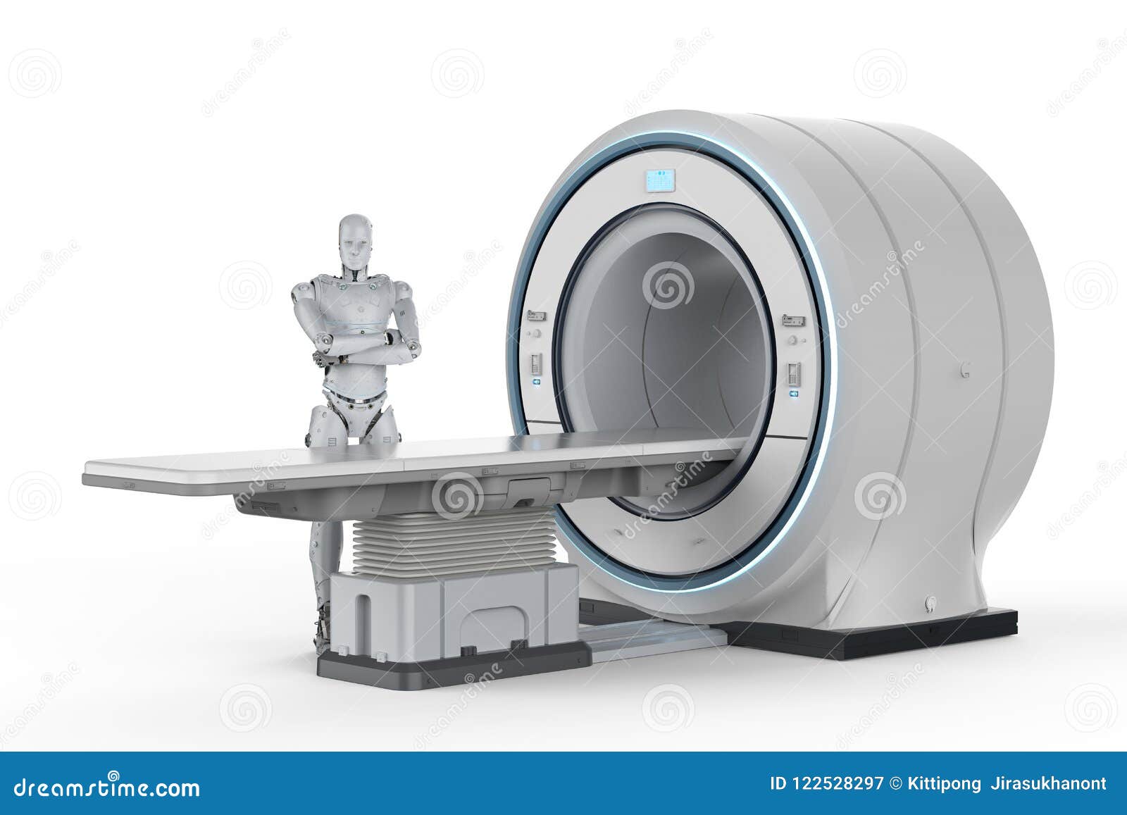 Robot with mri scan stock illustration. Illustration of automaton ...