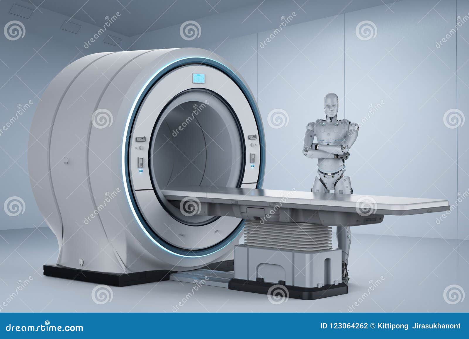 Robot with mri scan stock illustration. Illustration of cyborg - 123064262