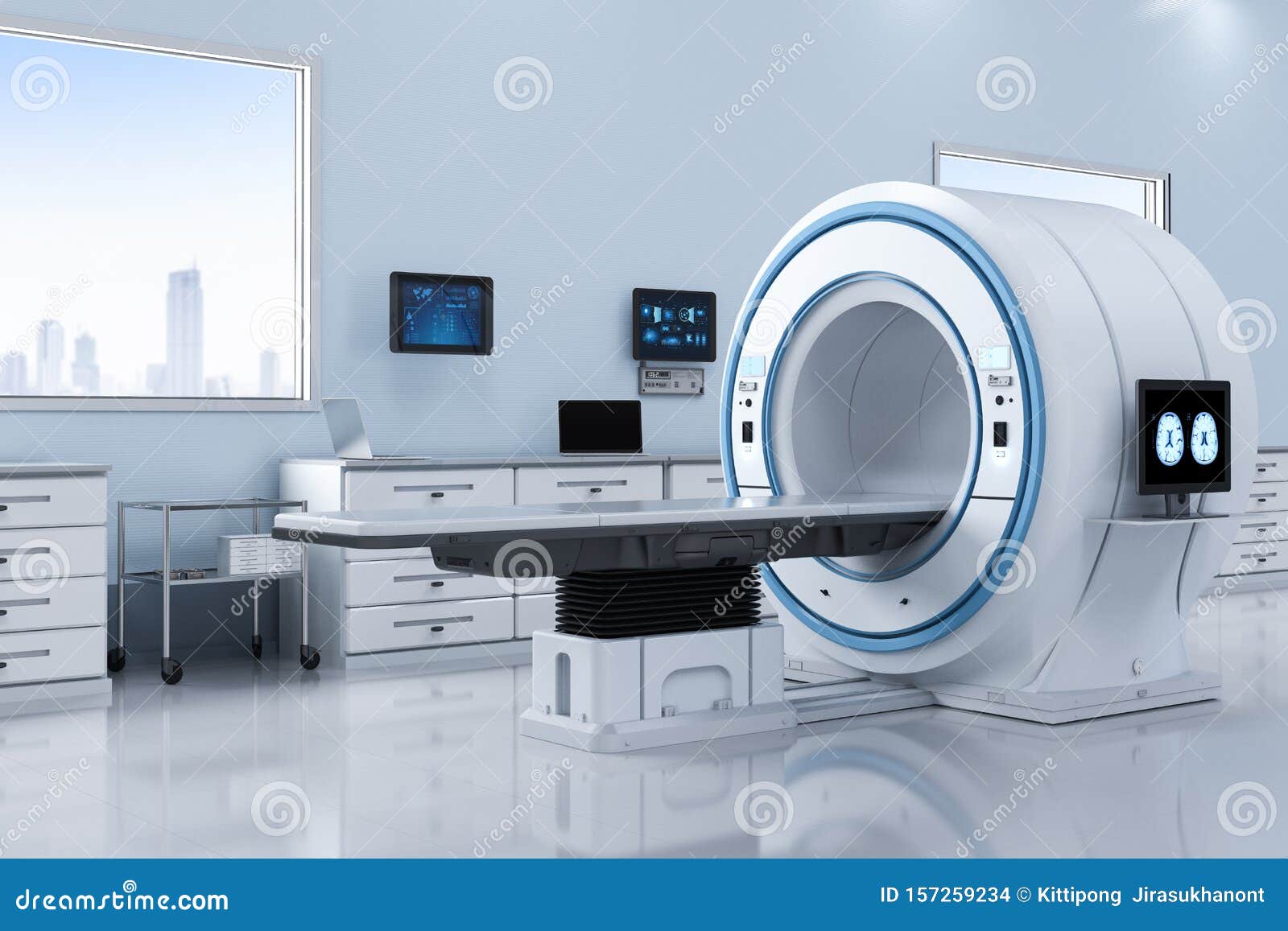 Lab with mri scan machine stock illustration. Illustration of medical ...