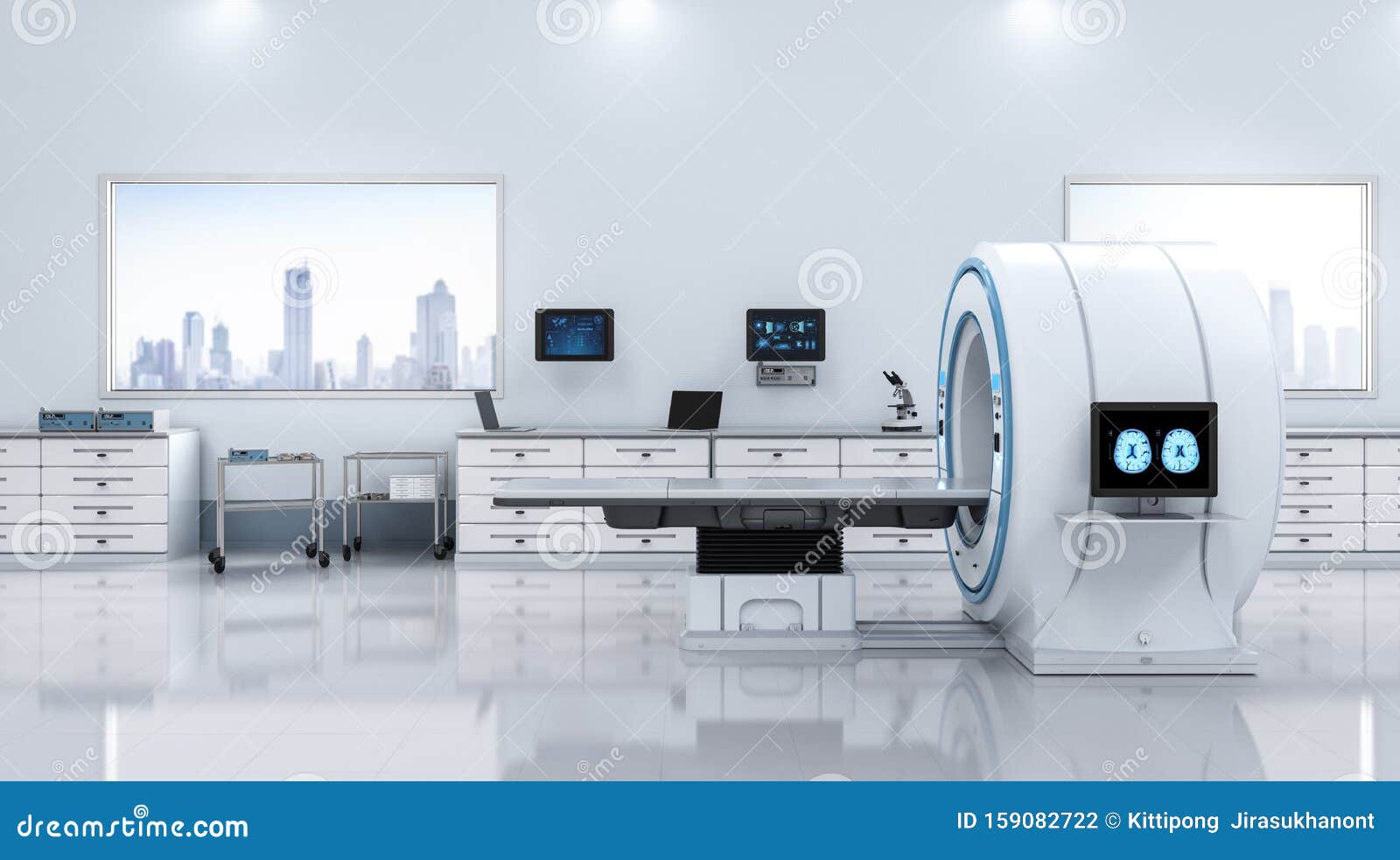 Lab with mri scan machine stock illustration. Illustration of ...