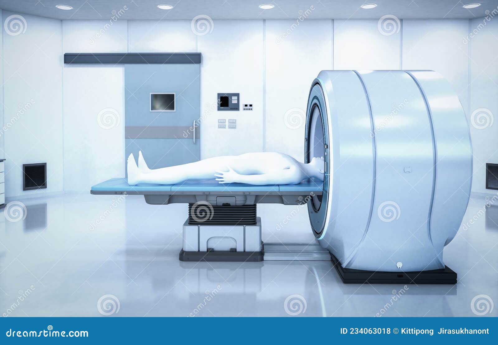 Mri scan machine in room stock illustration. Illustration of ...