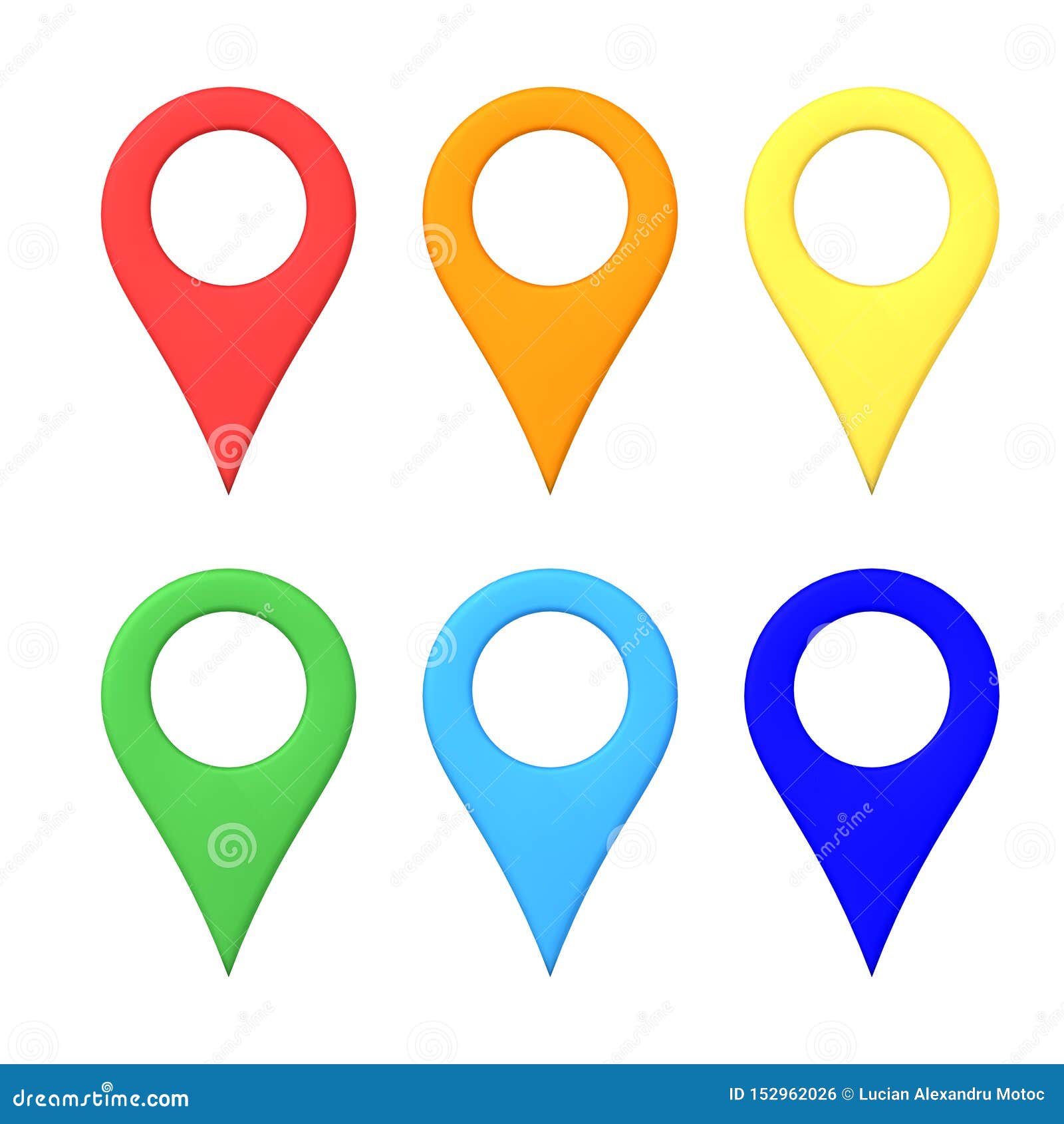 3D Rendering of Multi Colored Map Location Pins Stock Illustration ...