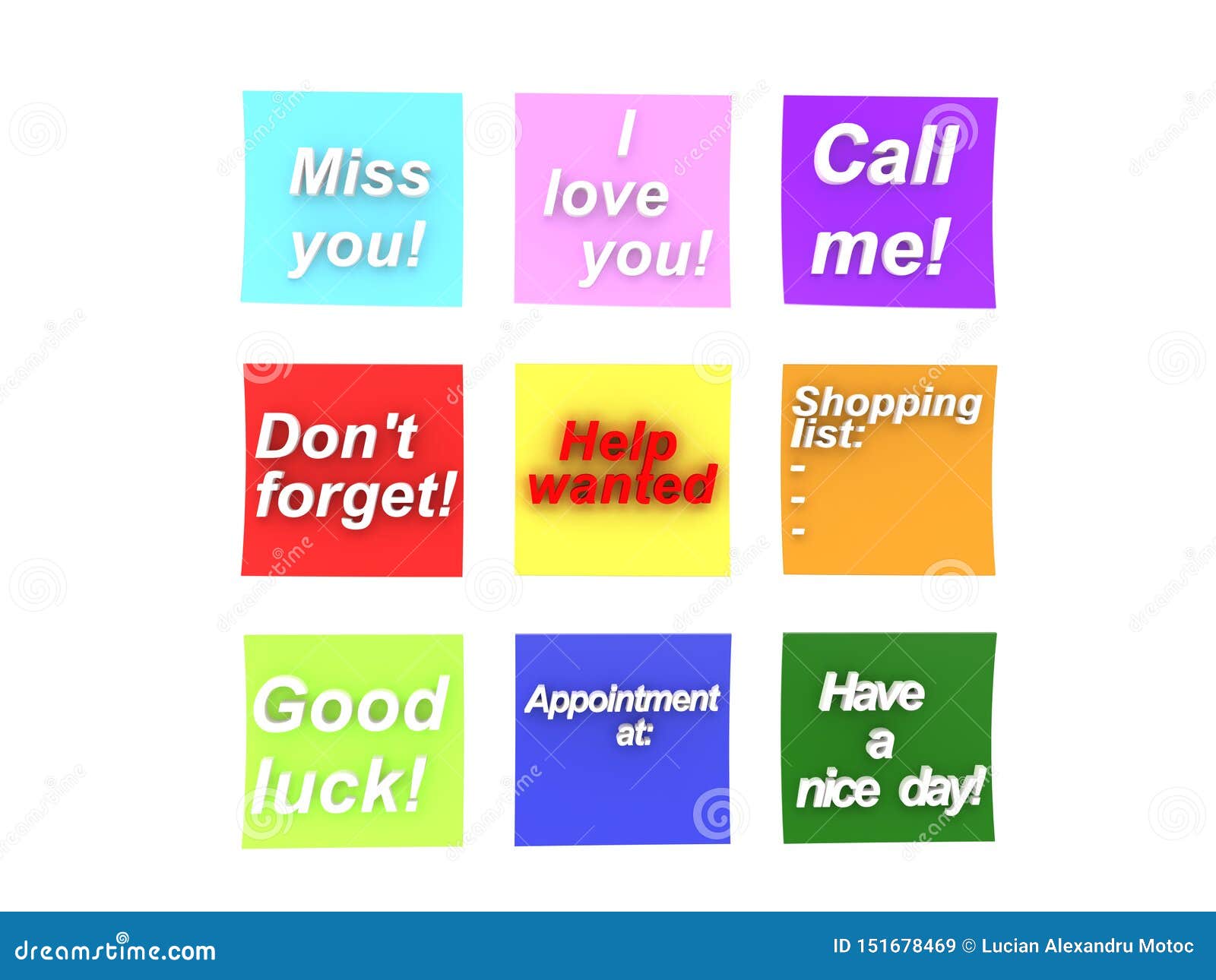 3D Rendering of Multi Colored Post it Notes with Various Messages Stock ... 3D Rendering of Multi Colored Post it Notes with Various Messages Stock ...