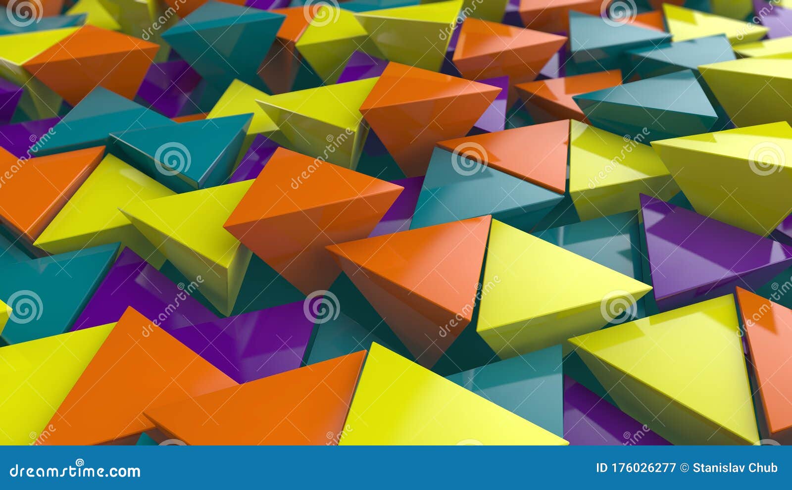 3D Rendering of Multi-colored Triangles and Pyramids. Desktop ...