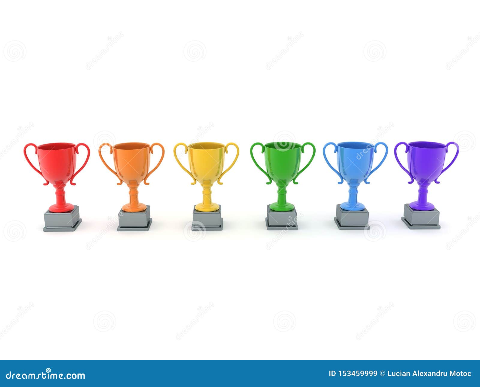3D Rendering of Multi Colored Trophies Stock Illustration ...