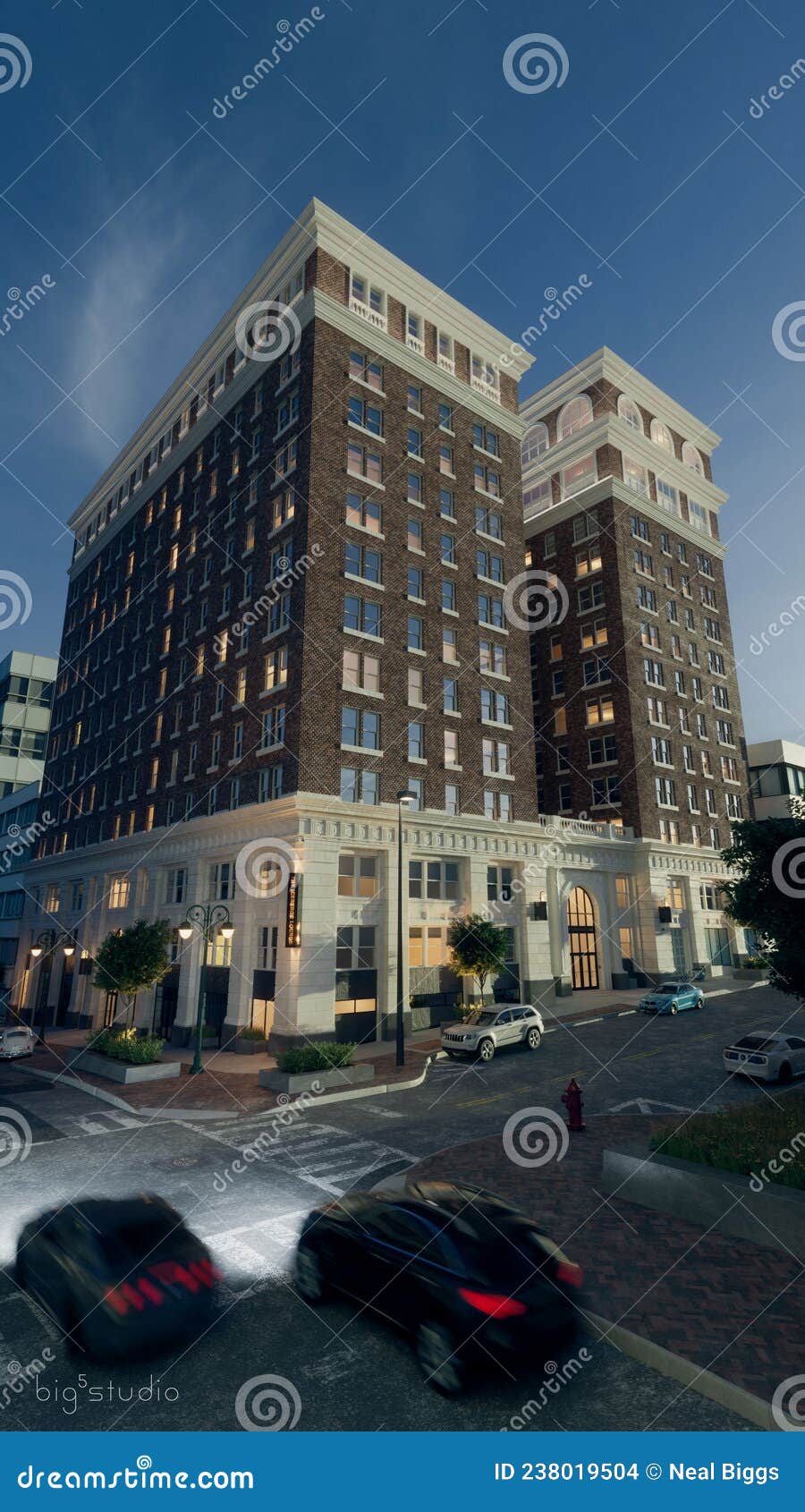 3d Rendering of Multi Story Modern Commercial Building in City ...