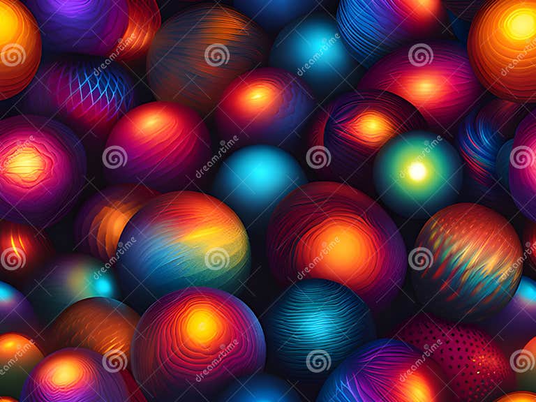 3d Rendering of Multicolor Rainbow Balls Background Stock Illustration ...