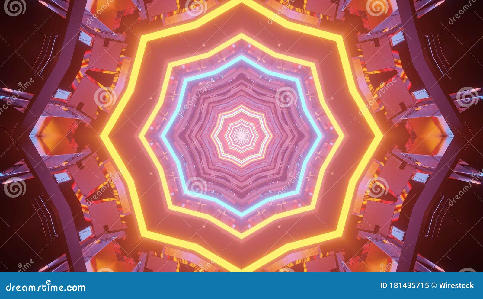 3D Rendering of Multicolored Lights in a Polygonal Shape Condensing ...