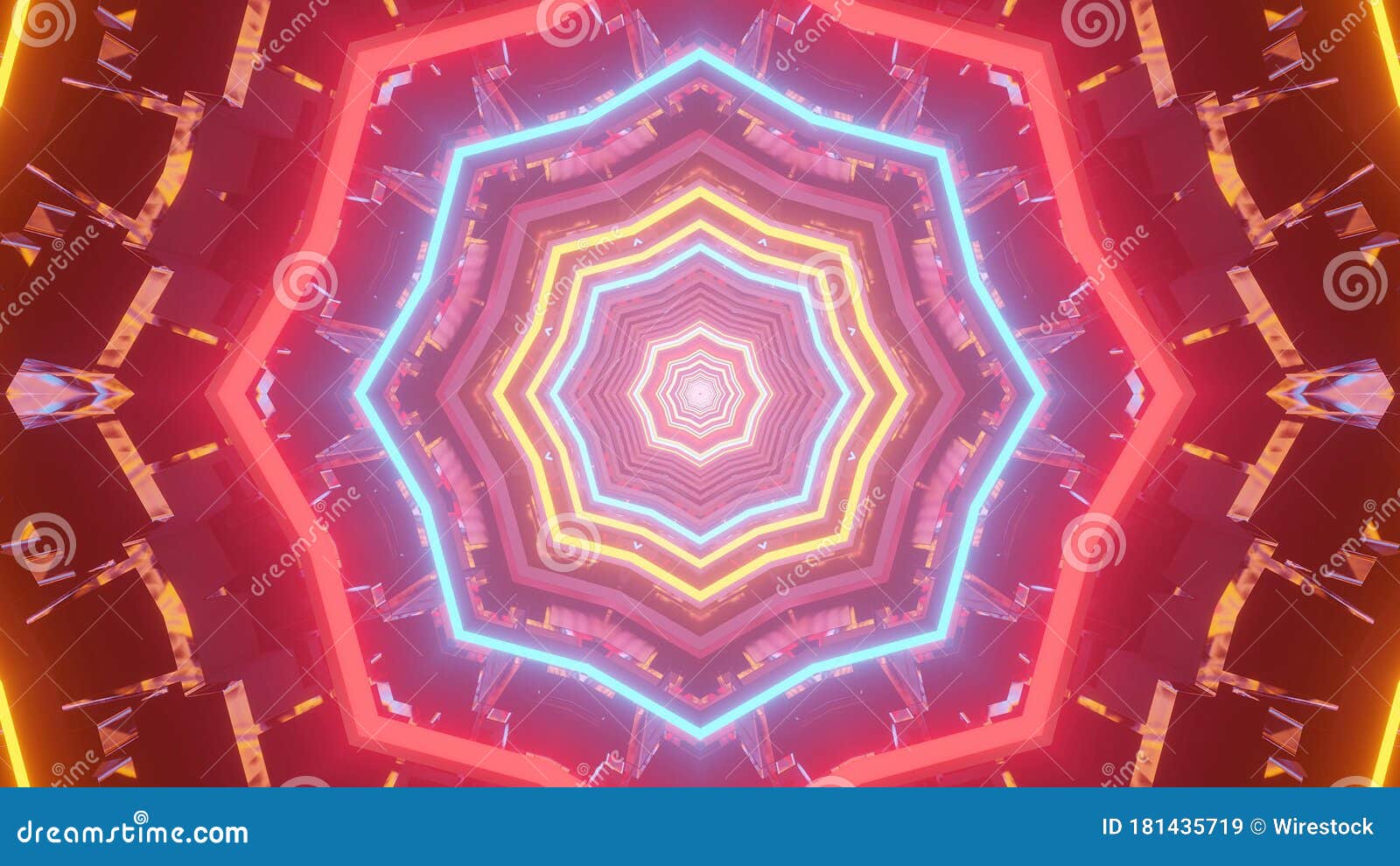 3D Rendering of Multicolored Lights in a Polygonal Shape Condensing ...