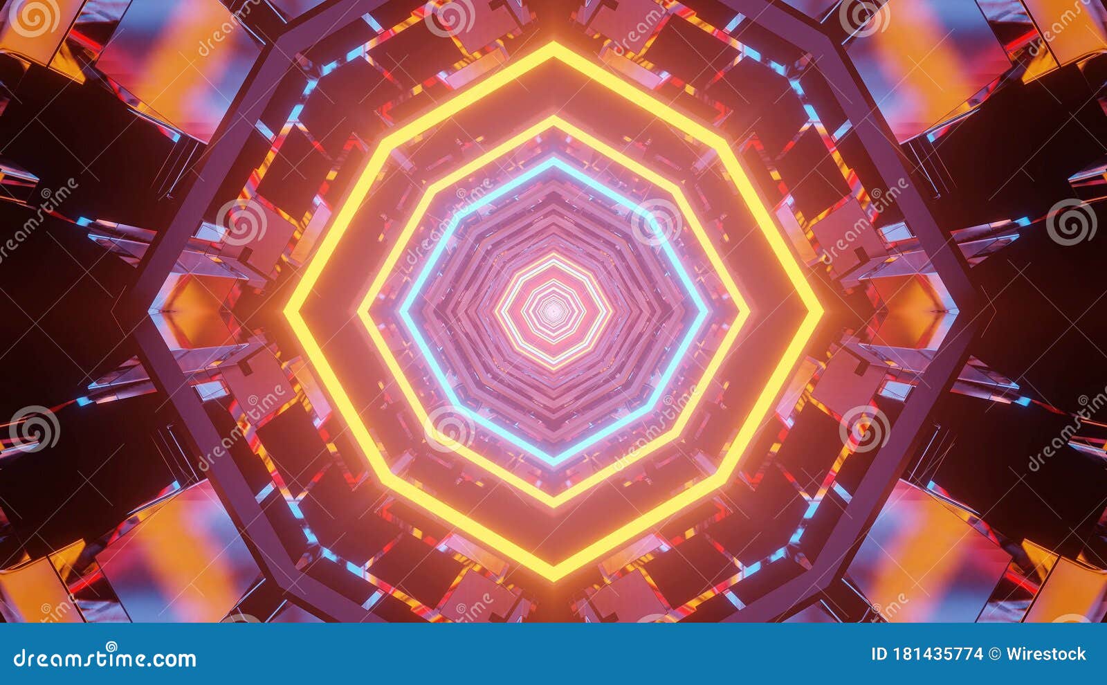 3D Rendering of Multicolored Lights in a Polygonal Shape Condensing ...