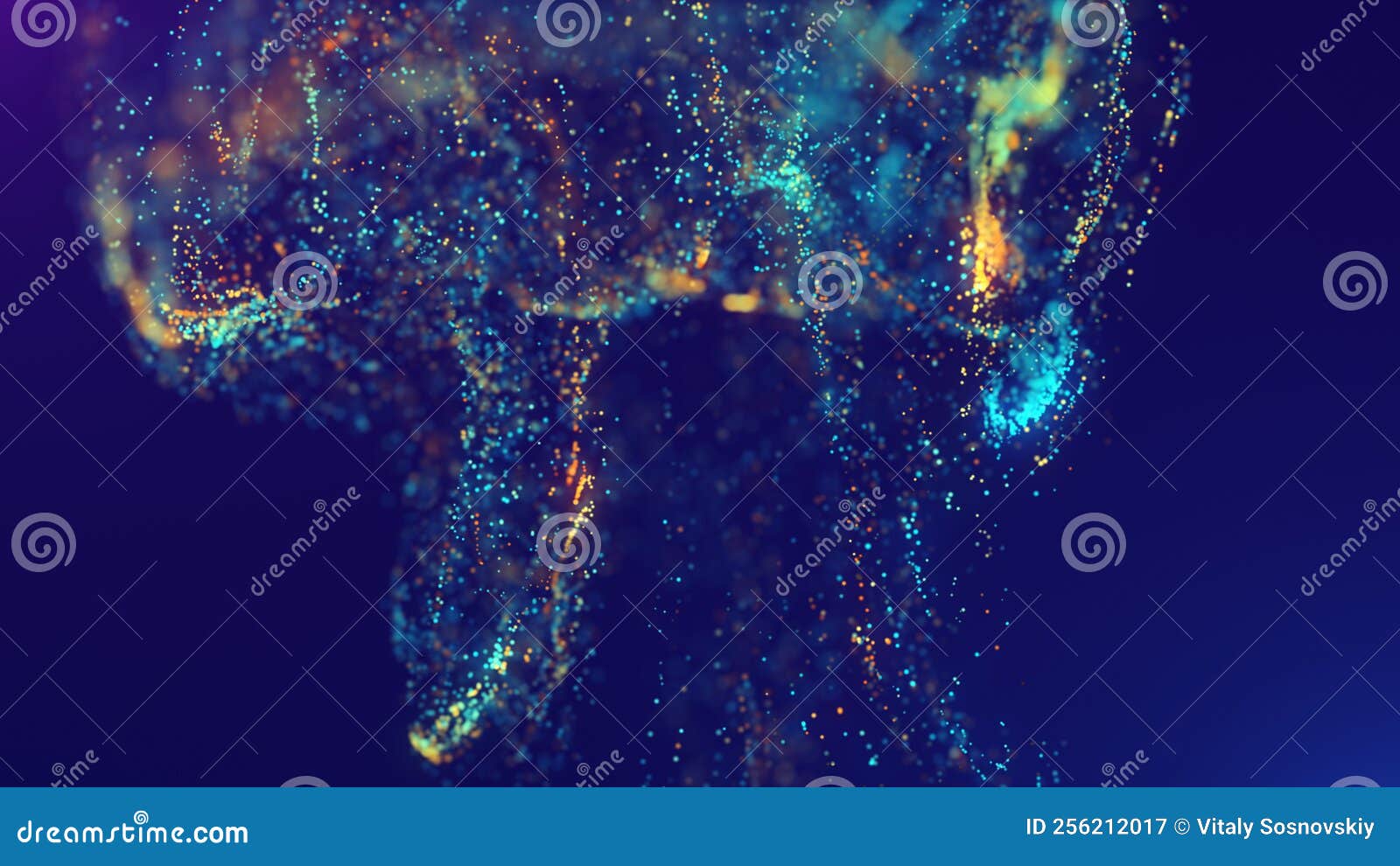 3D Rendering of a Multicolored, Vibrant, Abstract Cloud of Particles in Space Stock Illustration ...