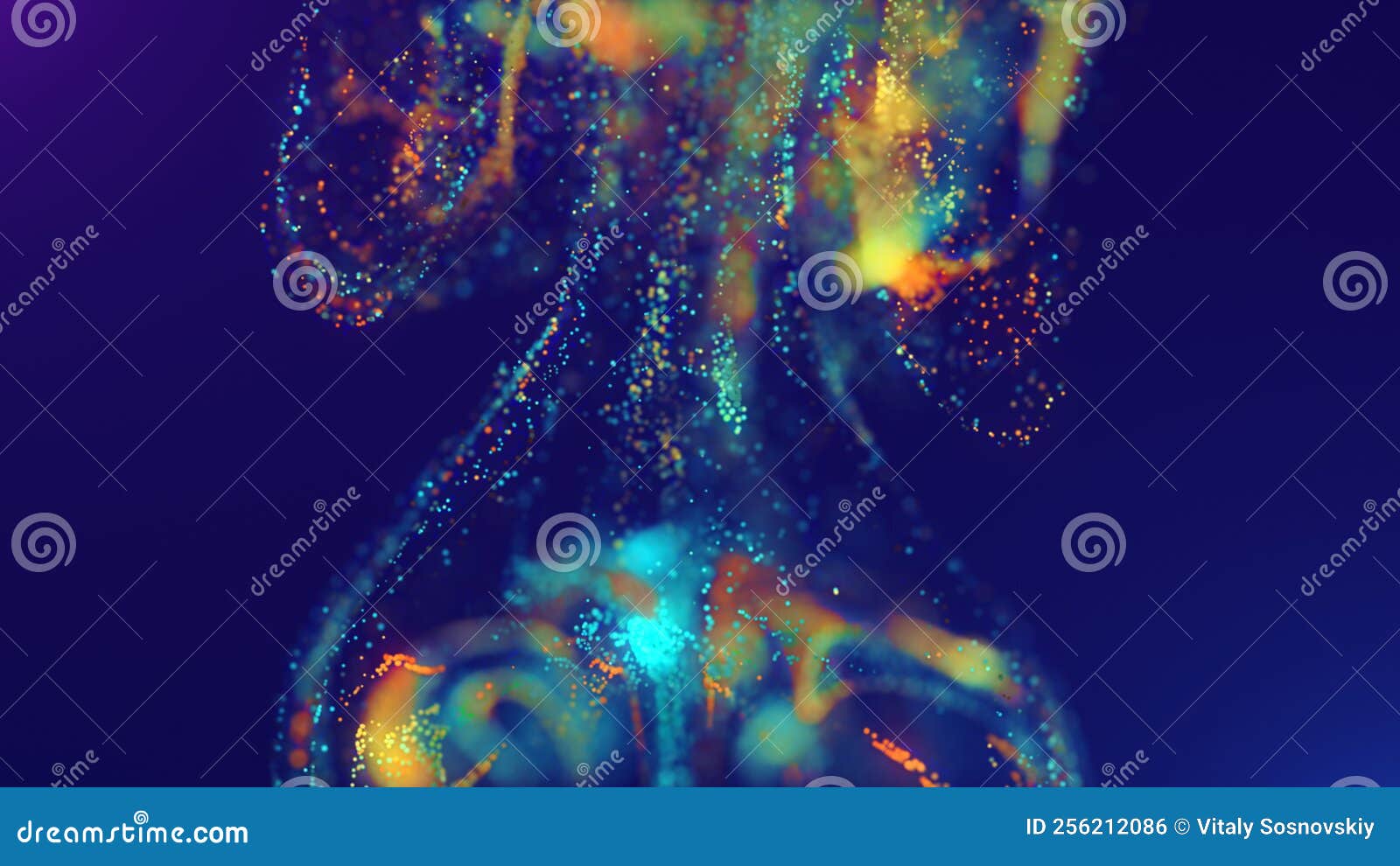 3D Rendering of a Multicolored, Vibrant, Abstract Cloud of Particles in ...