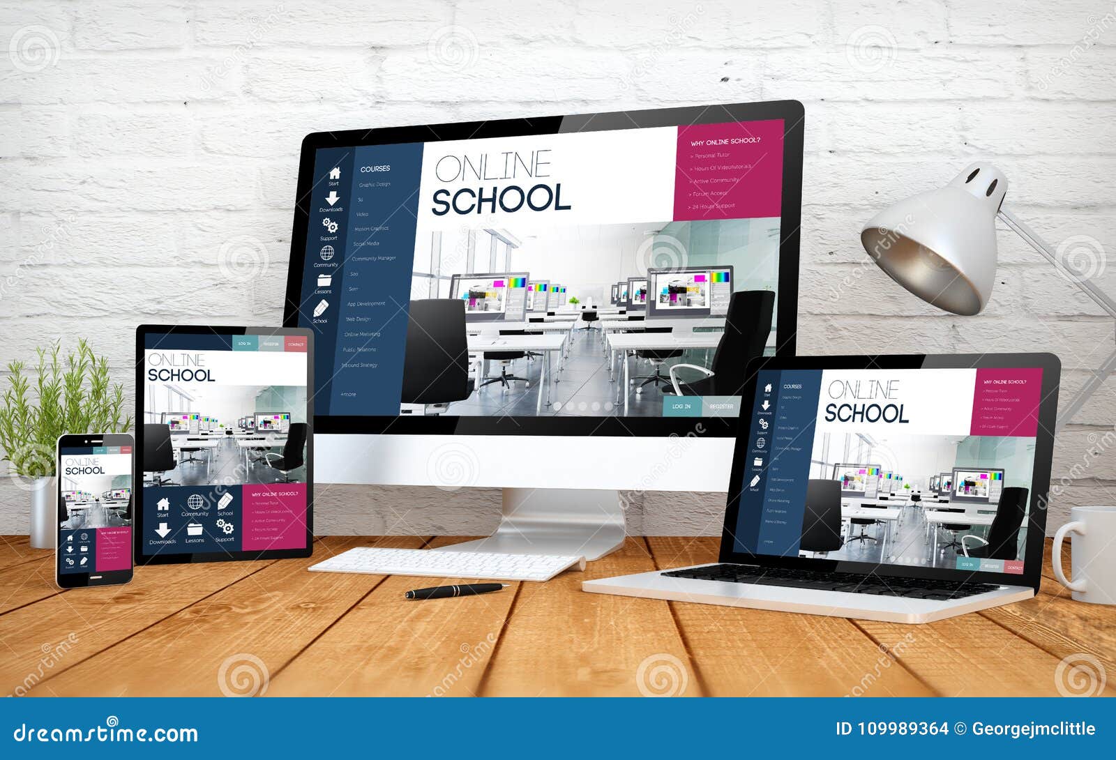 Online School Website Responsive Design Screen Multidevices Stock Photo ...