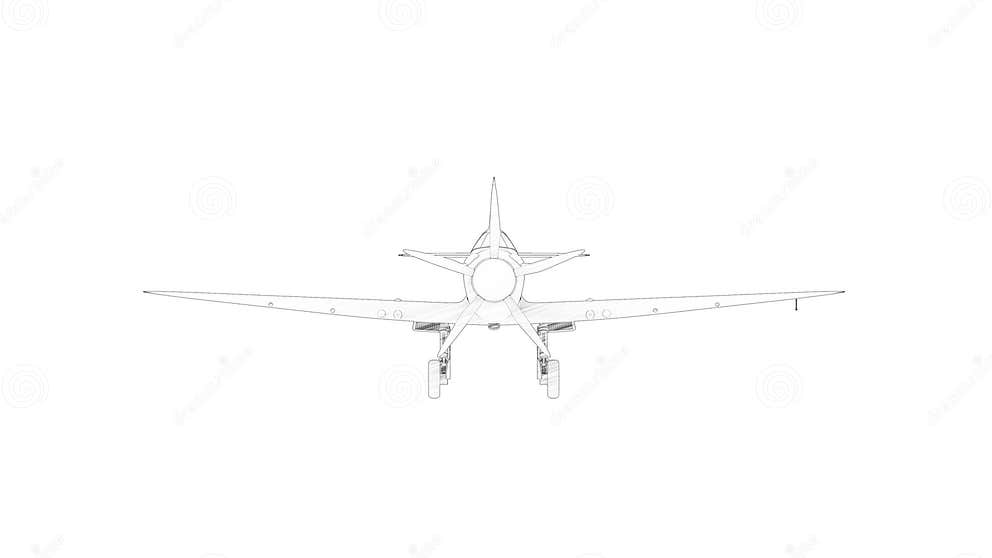 3d Rendering Multiple Technical Drawing Views of a Spitfire Stock ...