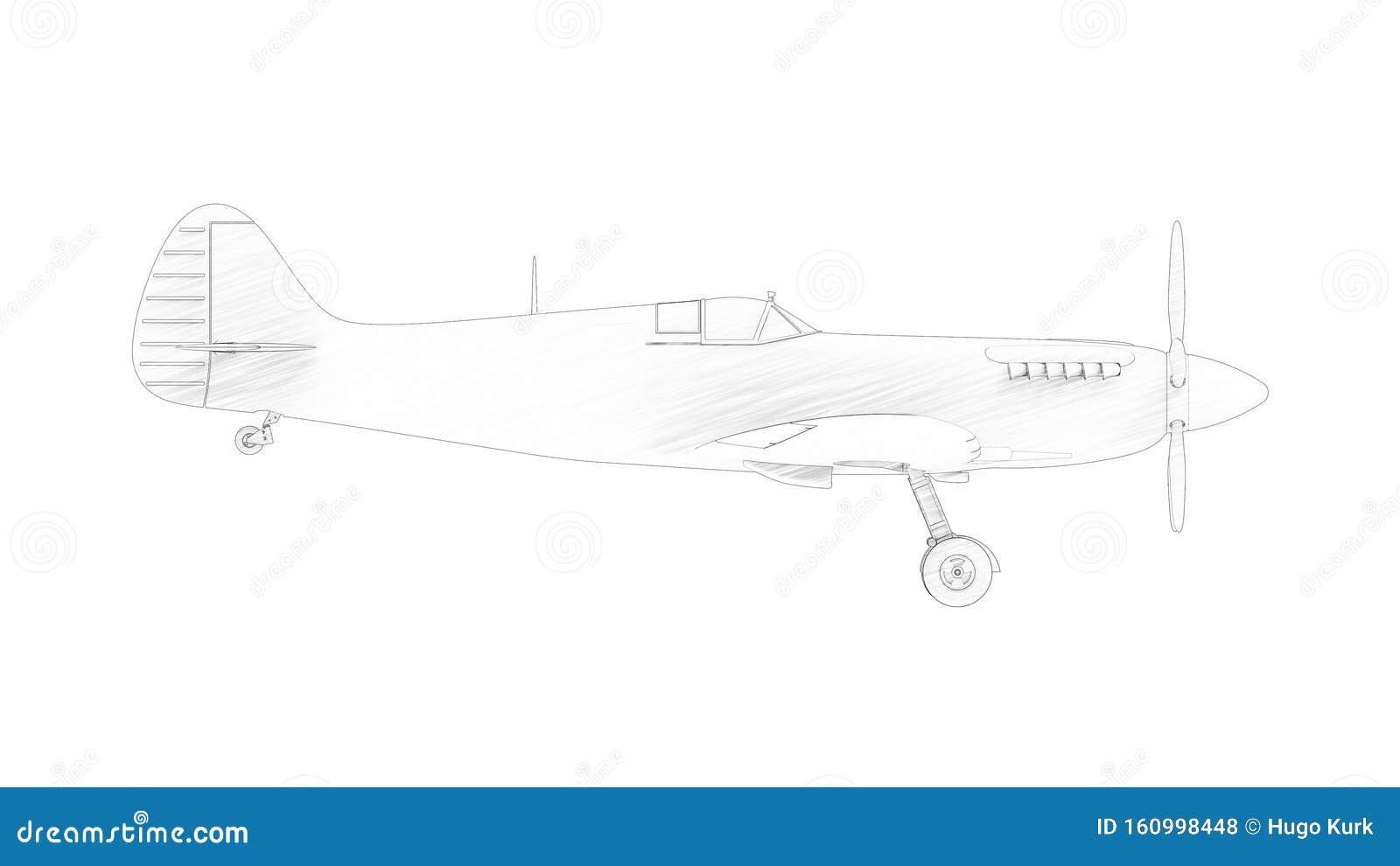3d Rendering Multiple Technical Drawing Views of a Spitfire Stock ...
