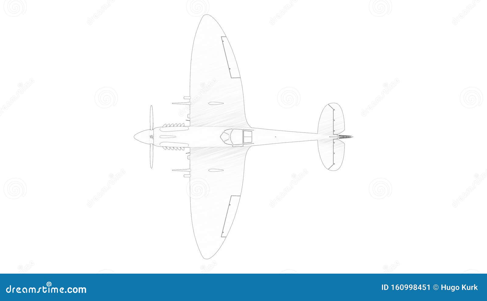3d Rendering Multiple Technical Drawing Views of a Spitfire Stock ...