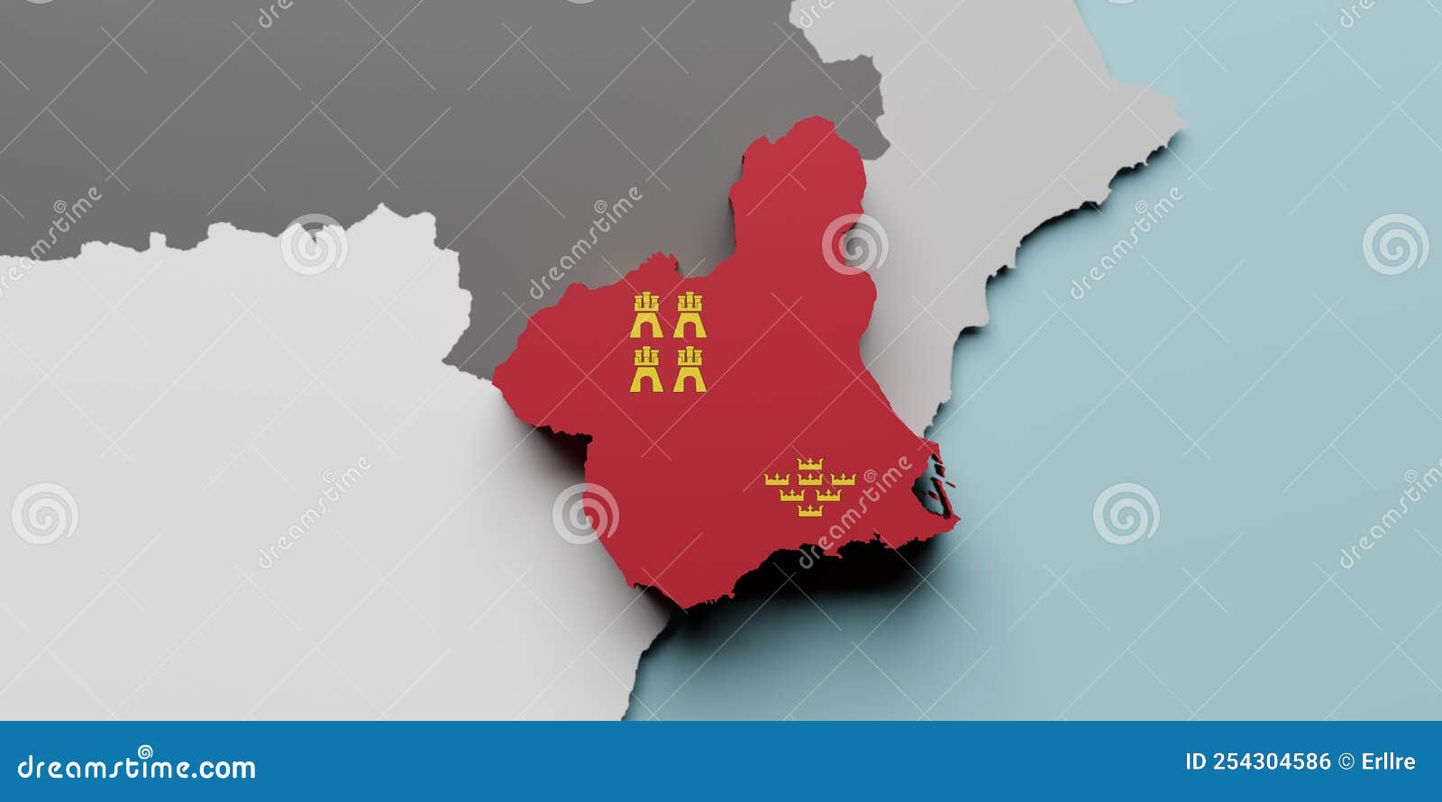 3d Murcia Region Flag and Map Stock Illustration - Illustration of spanish, travel: 254304586