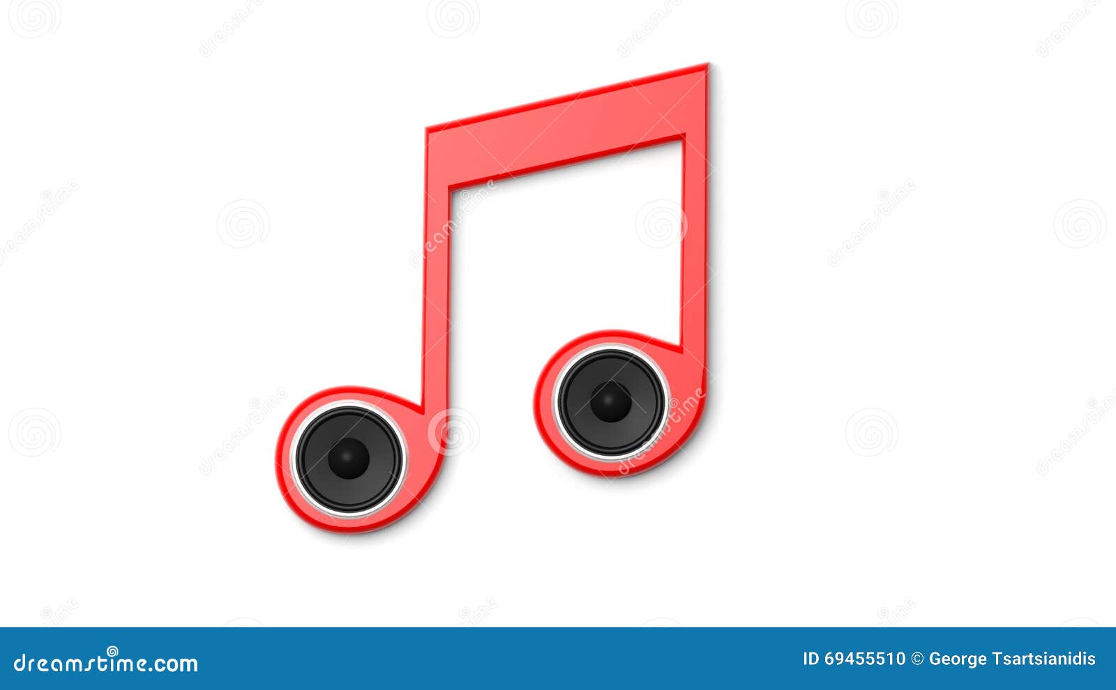 3D Rendering of Musical Note with Speakers Stock Illustration ...