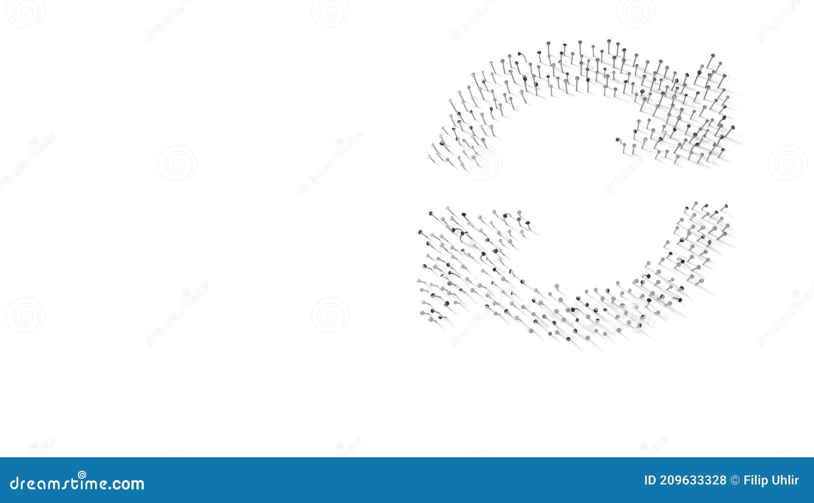 3d Rendering of Nails in Shape of Symbol of Sync Alt with Shadows ...