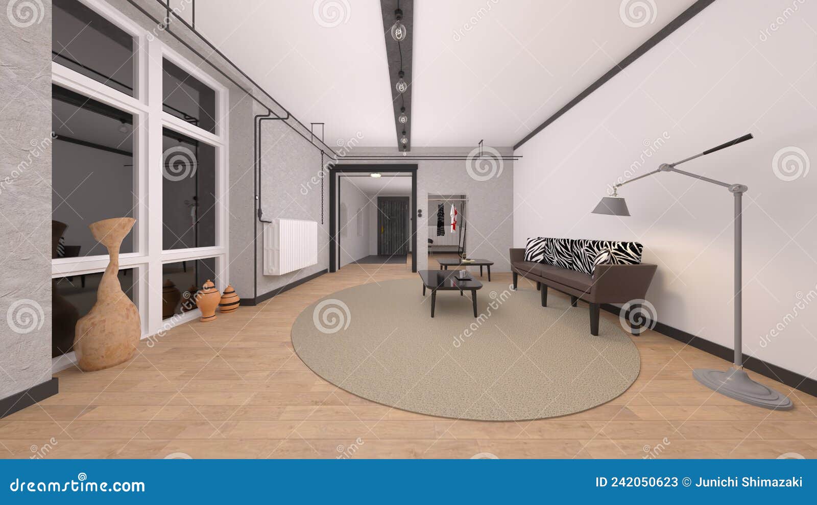 3D Rendering of the Narrow Studio Stock Illustration - Illustration of ...